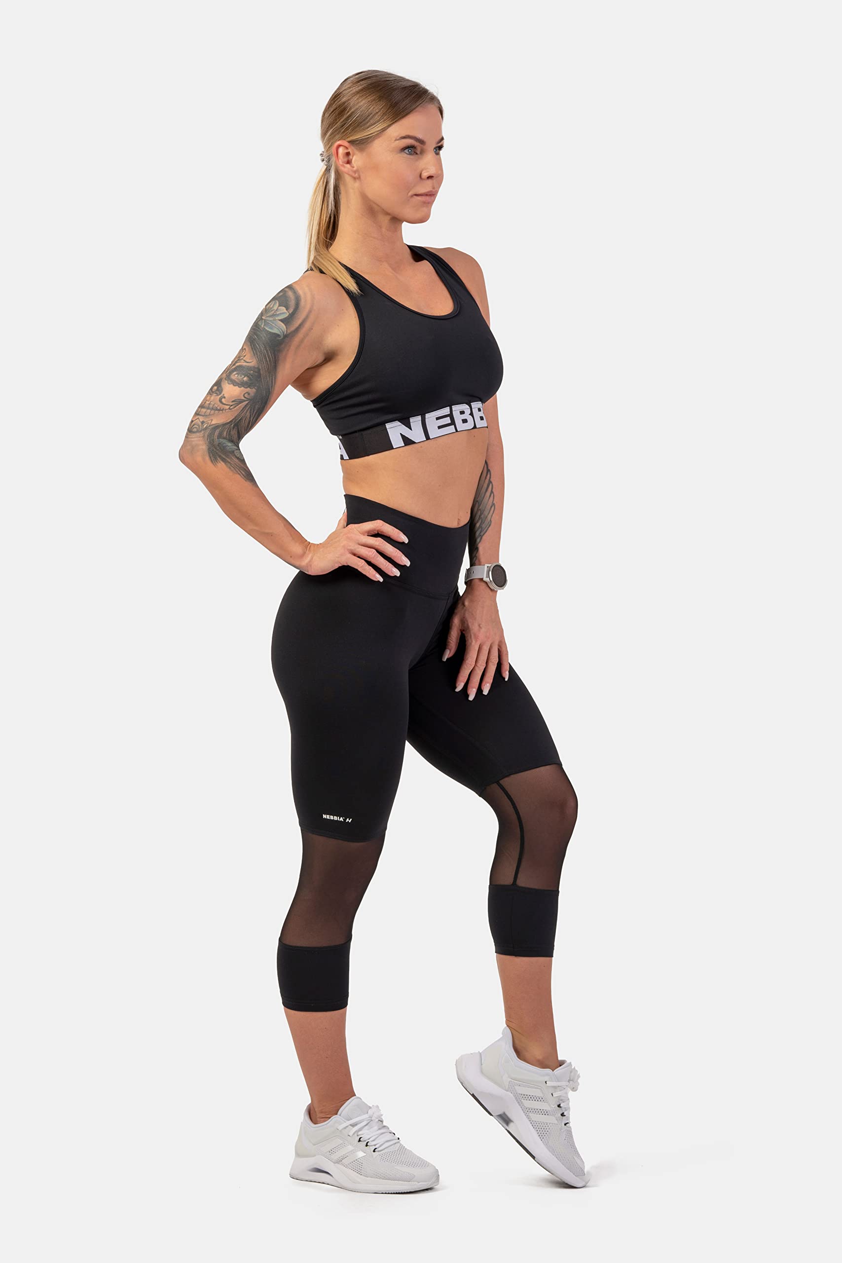 NEBBIA Medium Impact Cross Back Sports Bra 410 Black
