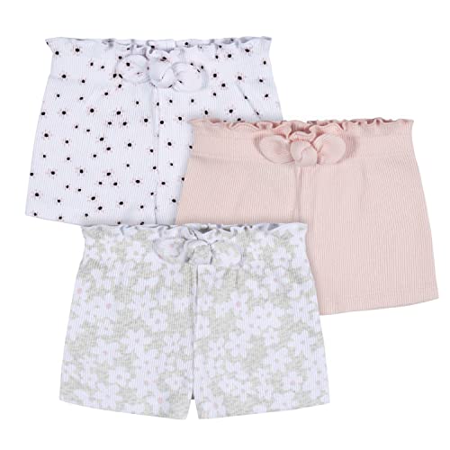 Gerber Baby Girl's Toddler 3-Pack Pull-On Knit Shorts, Pink Floral, 4T