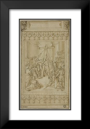 ArtDirect Cesare Nebbia 15x24 Black Modern Frame and Double Matted Museum Art Print Titled - Saint Helena Kneeling Before the True Cross (C. 1582)
