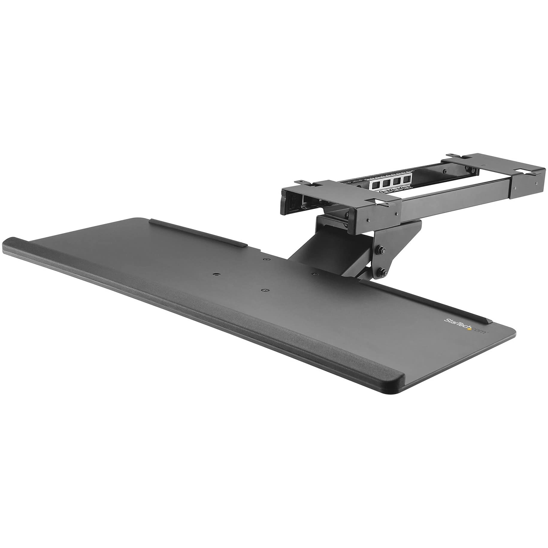 StarTech.com Under Desk-Mount Keyboard Tray - 26.4” Wide - Adjustable - Ergonomic Slide-Out Keyboard Shelf with Tilt and Swivel (KBTRAYADJ), Black
