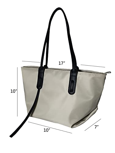 Tote Bag for Women Casual Commuter Handbag Nylon Single Shoulder Bag,Khaki