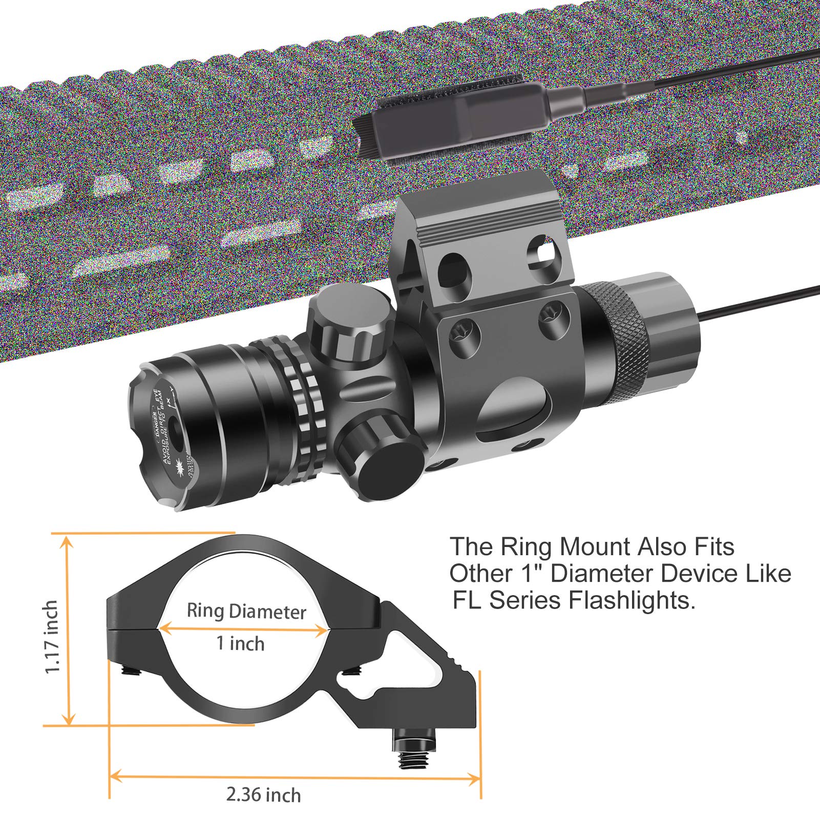 Feyachi GL6 Tactical Green Laser Sight with 45 Degree M61 M Lock Rail Mount and Pressure Switch
