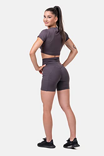 NEBBIA Short Sleeve Sporty Crop Top 584 Maroon