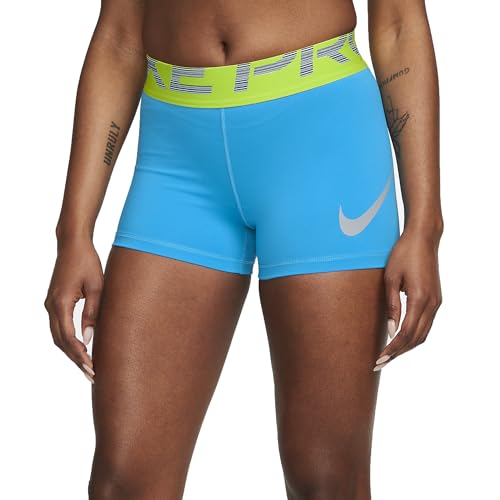 Nike Women's Pro 3" Training Shorts (Medium, Laser Blue)