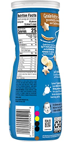 Gerber Snacks for Baby Grain & Grow Puffs, Banana, Puffed Whole Grain Snack for Crawlers, Non-GMO & Baby Led Friendly, 1.48-Ounce Canister (Pack of 3)