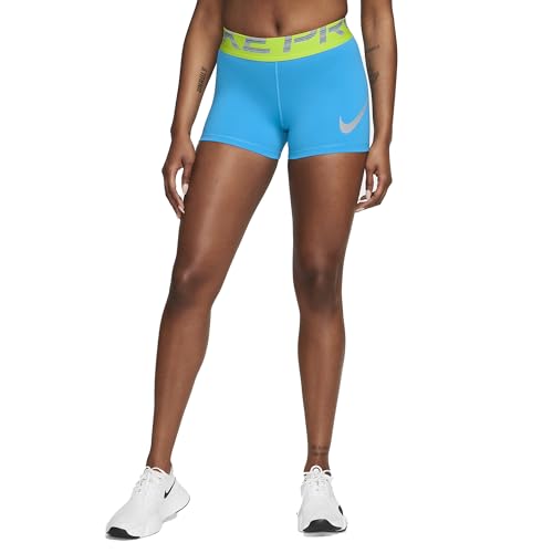 Nike Women's Pro 3" Training Shorts (Medium, Laser Blue)