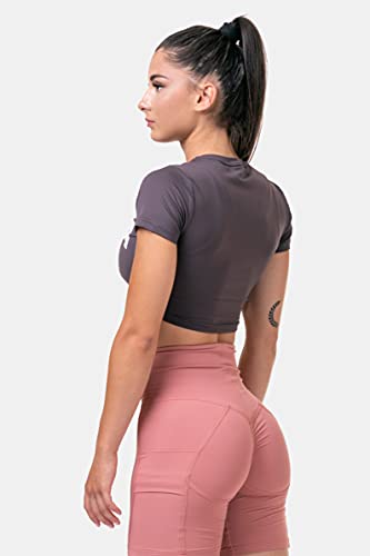 NEBBIA Short Sleeve Sporty Crop Top 584 Maroon