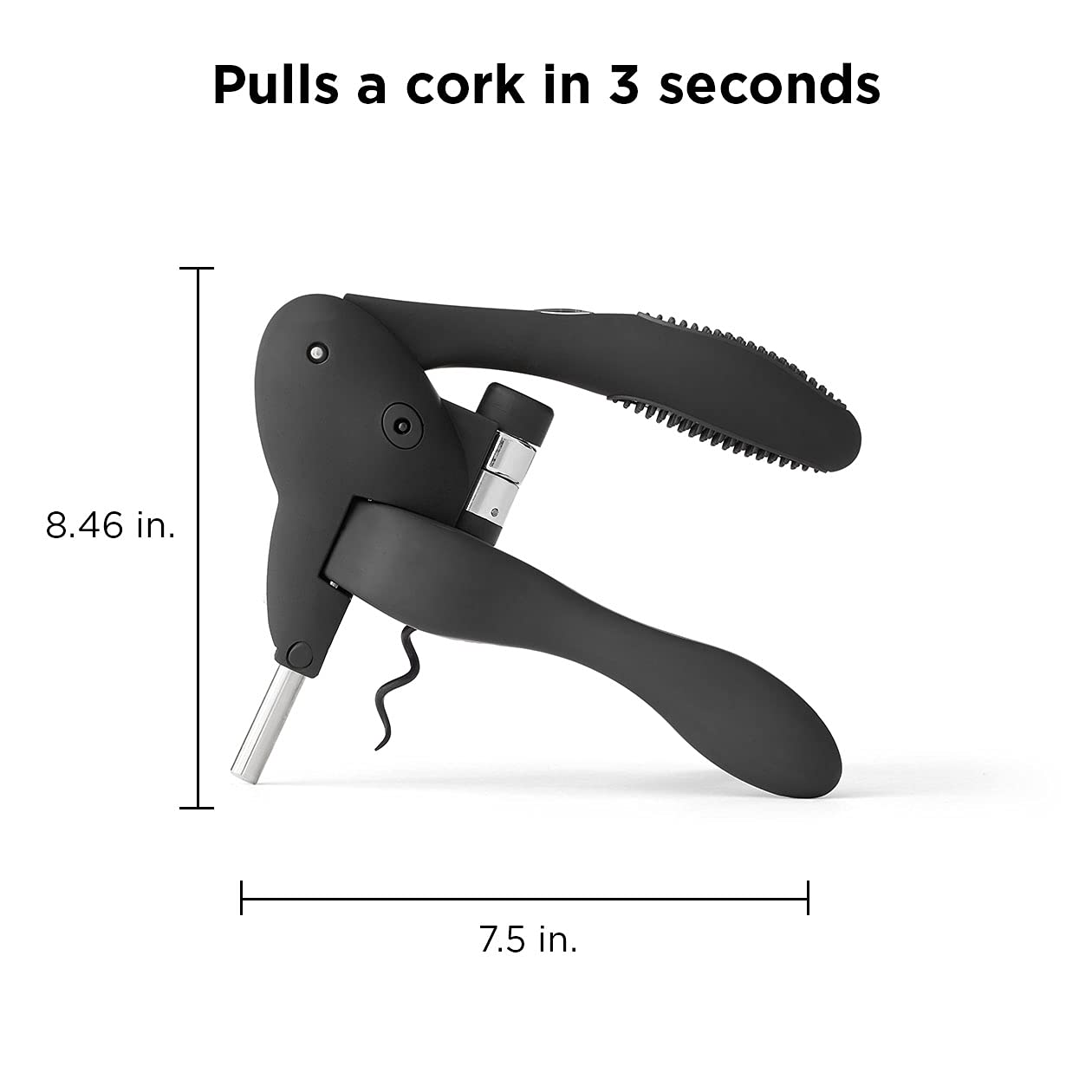 Rabbit Wine Corkscrew with Foil Cutter, 1 EA, Black