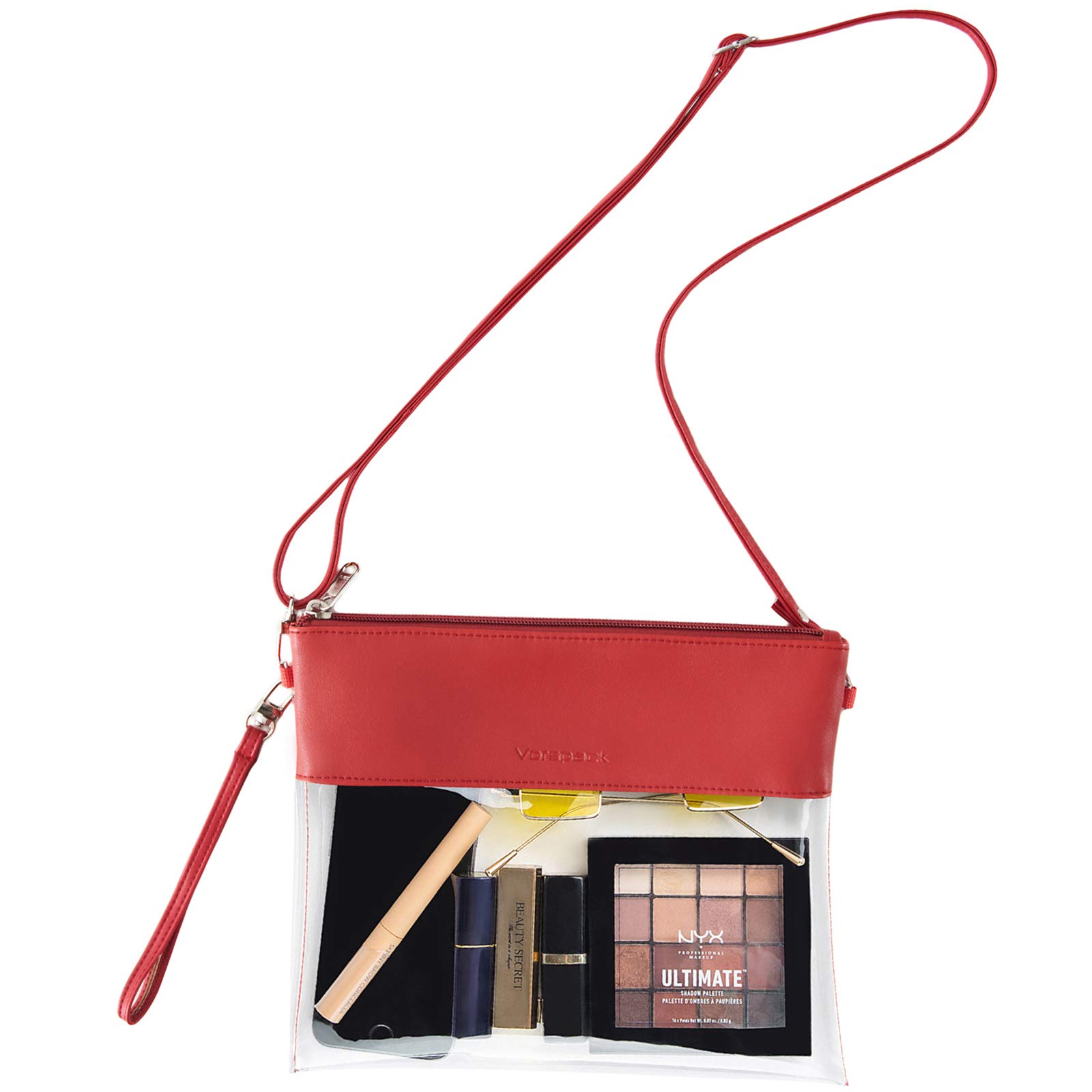 Vorspack Clear Crossbody Purse Stadium Approved PU Leather Clear Concert Bag