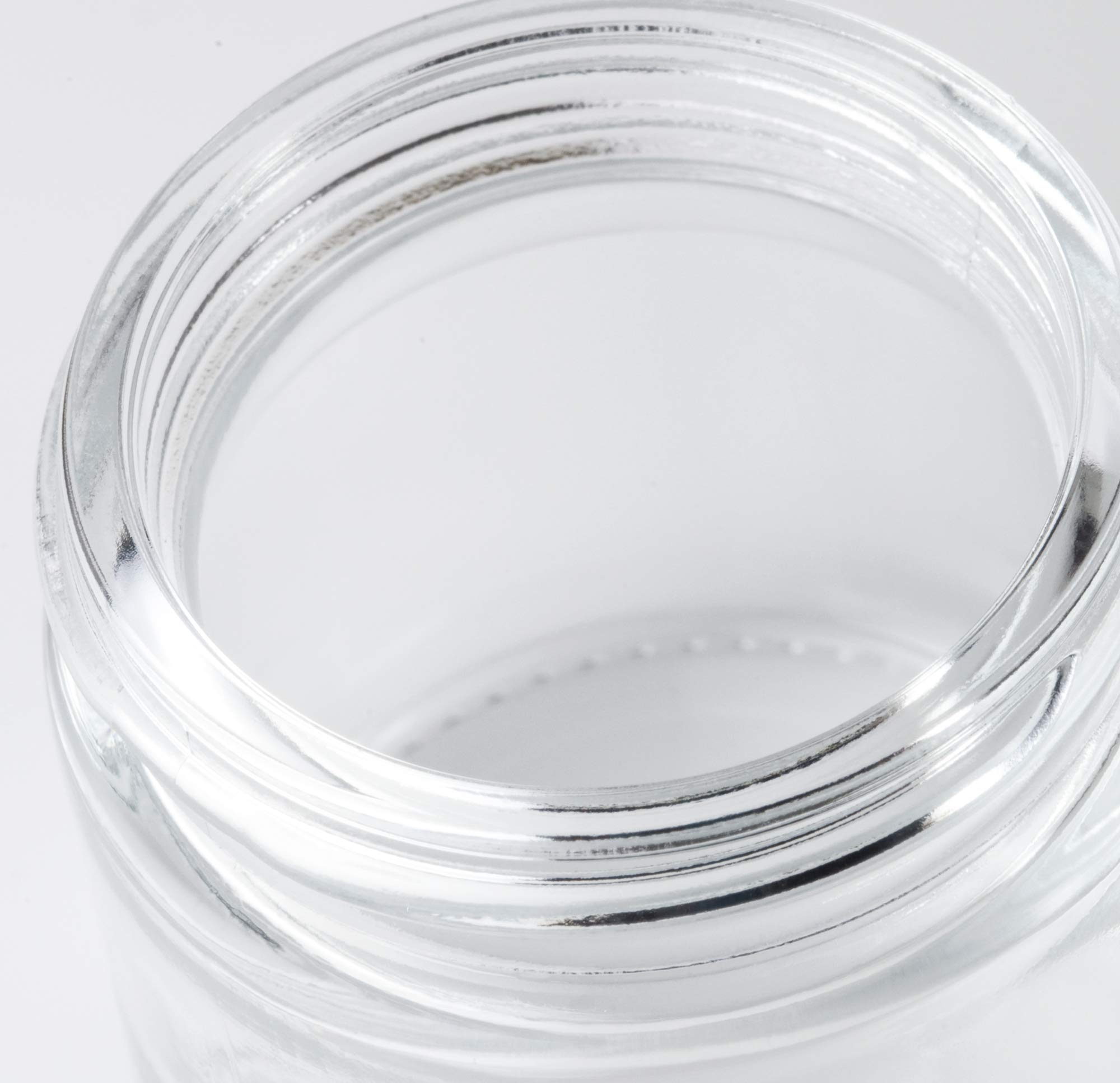 1 oz / 30 ml Clear Thick Wall Glass Straight Sided Jar with Black Smooth Lids (12 Pack) Airtight, Smell Proof