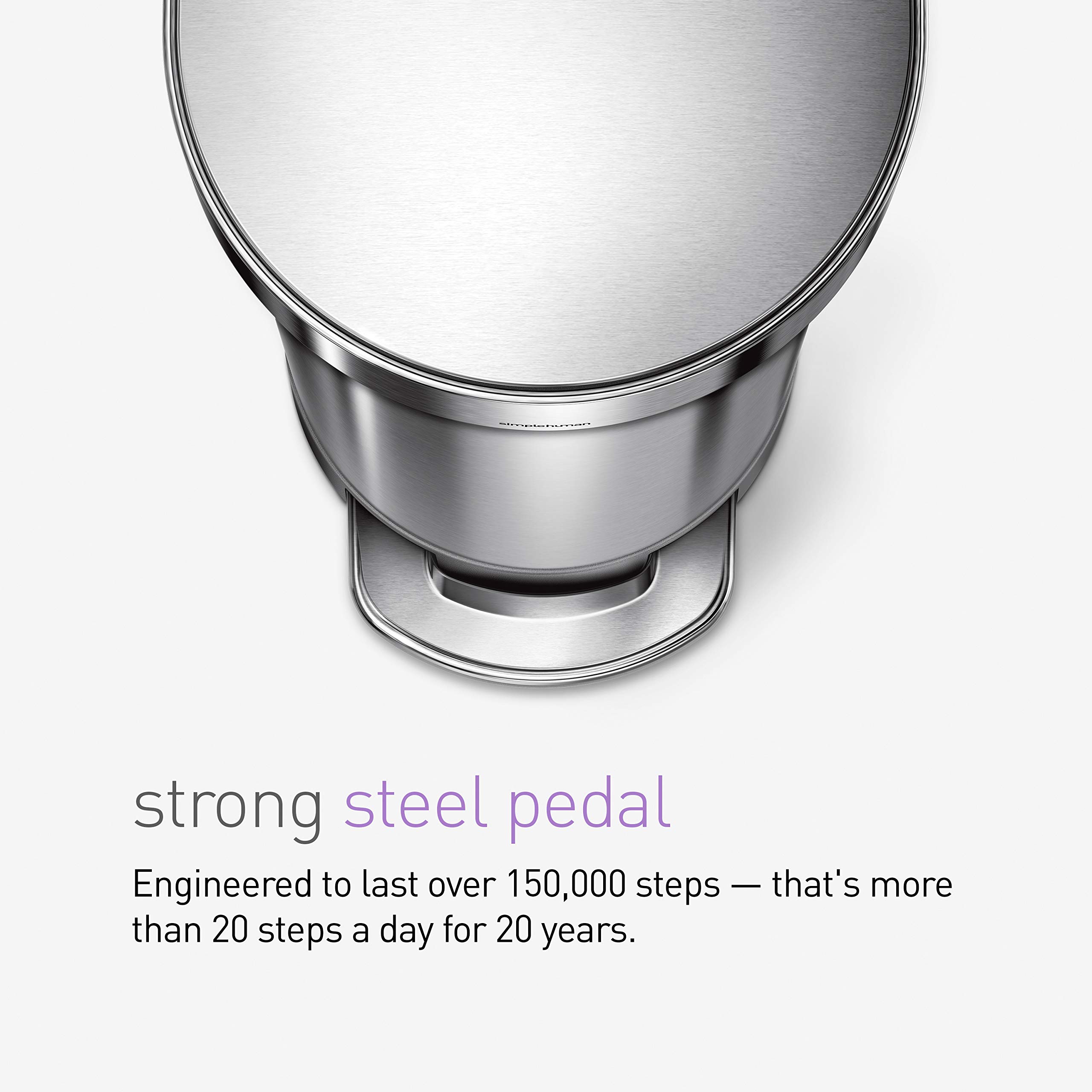 simplehuman 45 Liter / 12 Gallon Slim Hands-Free Kitchen Step Trash Can, Brushed Stainless Steel