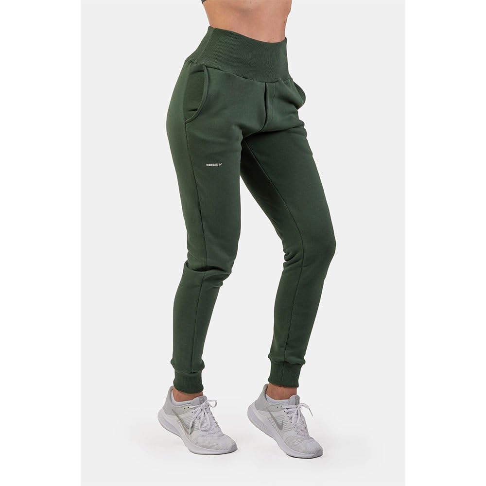 NEBBIA High-Waist Loose Fit Sweatpants Feeling Good 409 Dark Green