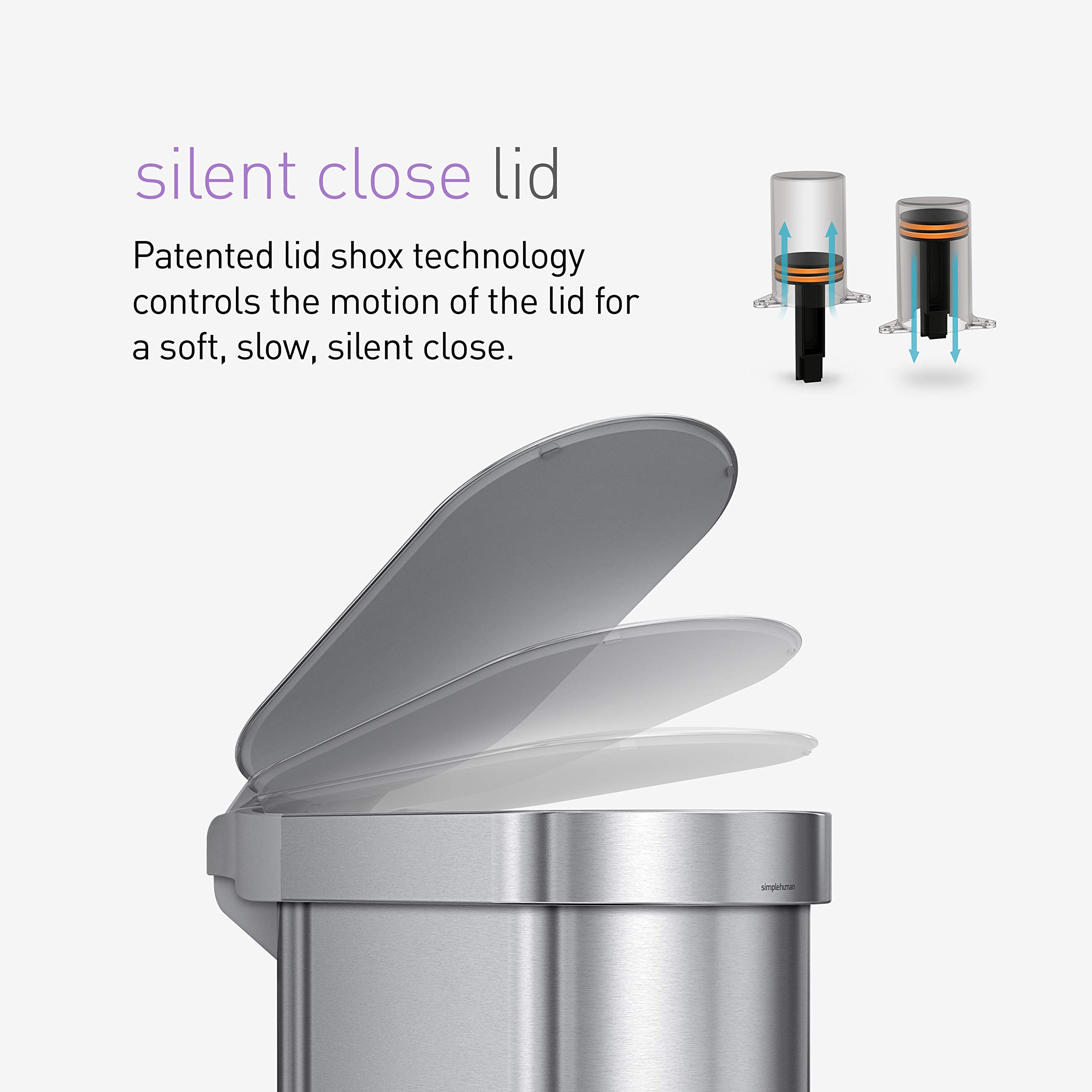 simplehuman 45 Liter / 12 Gallon Slim Hands-Free Kitchen Step Trash Can, Brushed Stainless Steel