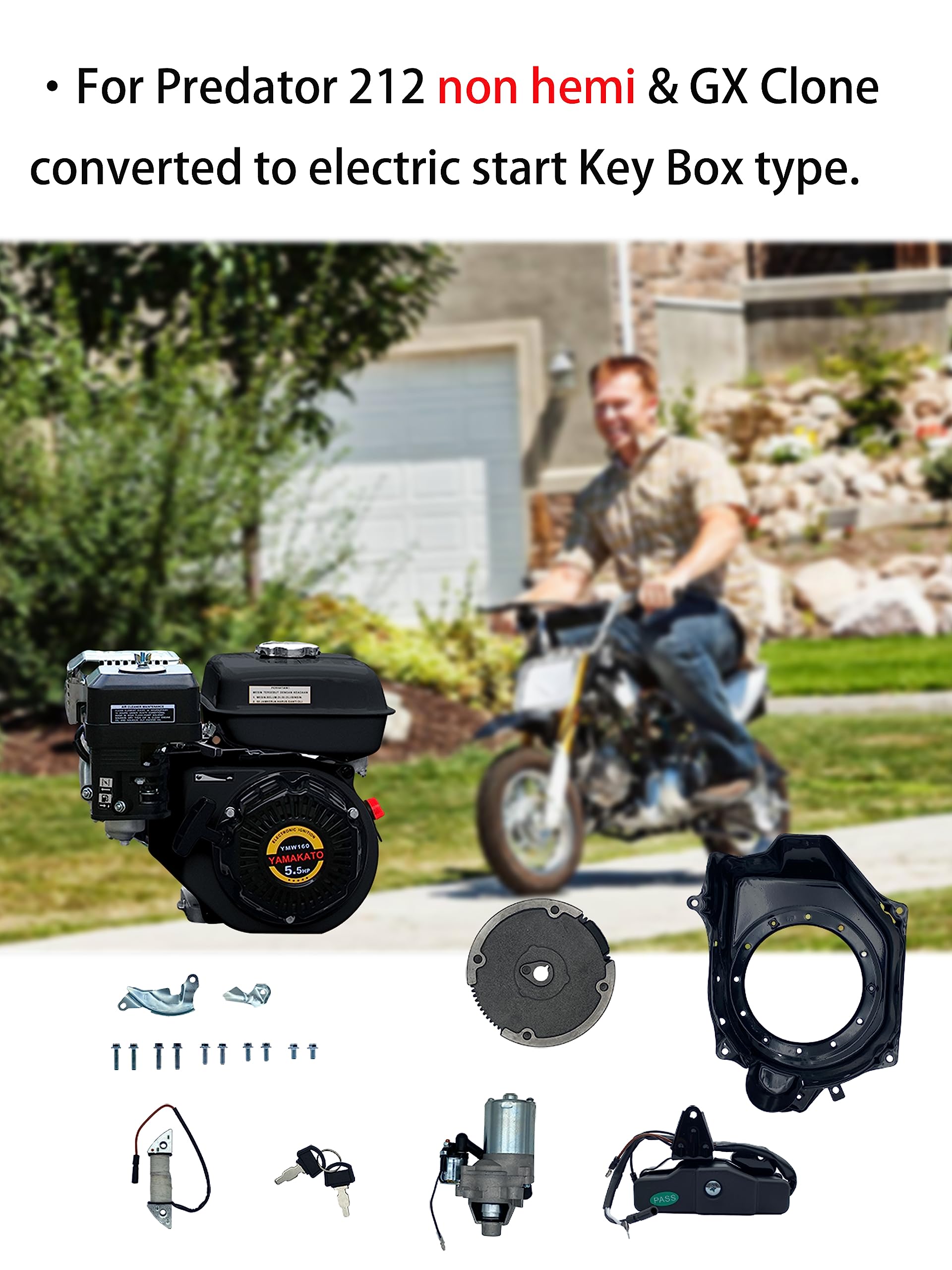 YAMAKATO Electrical Starter Kit for Predator 212 Coleman Honda Non Hemi 196cc 212cc 224cc Small Engine Mini Bike Go Kart