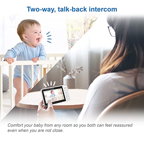 VTech VM924 Remote Pan-Tilt-Zoom Video Baby Monitor, 5" LCD Screen, Up to 17 Hrs Video Streaming, Night Vision, Up to 1000ft Range, Soothing Sounds, 2-Way Talk, Temperature Sensor,Secured Transmission