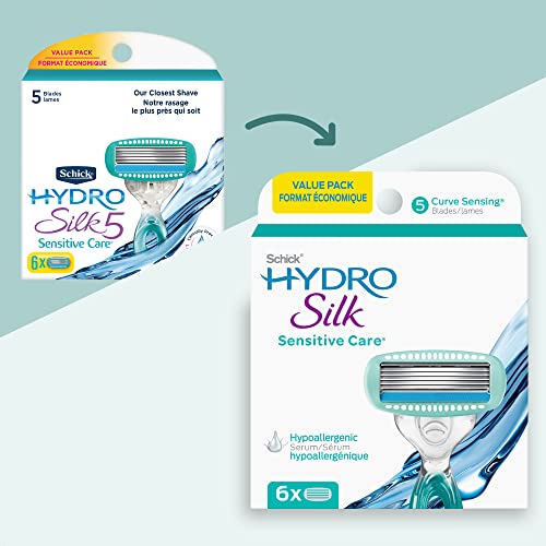 Schick Hydro Silk Moisturizing Razor Blade Refills for Women with Shower Hanger, 6 Count (Pack of 1)
