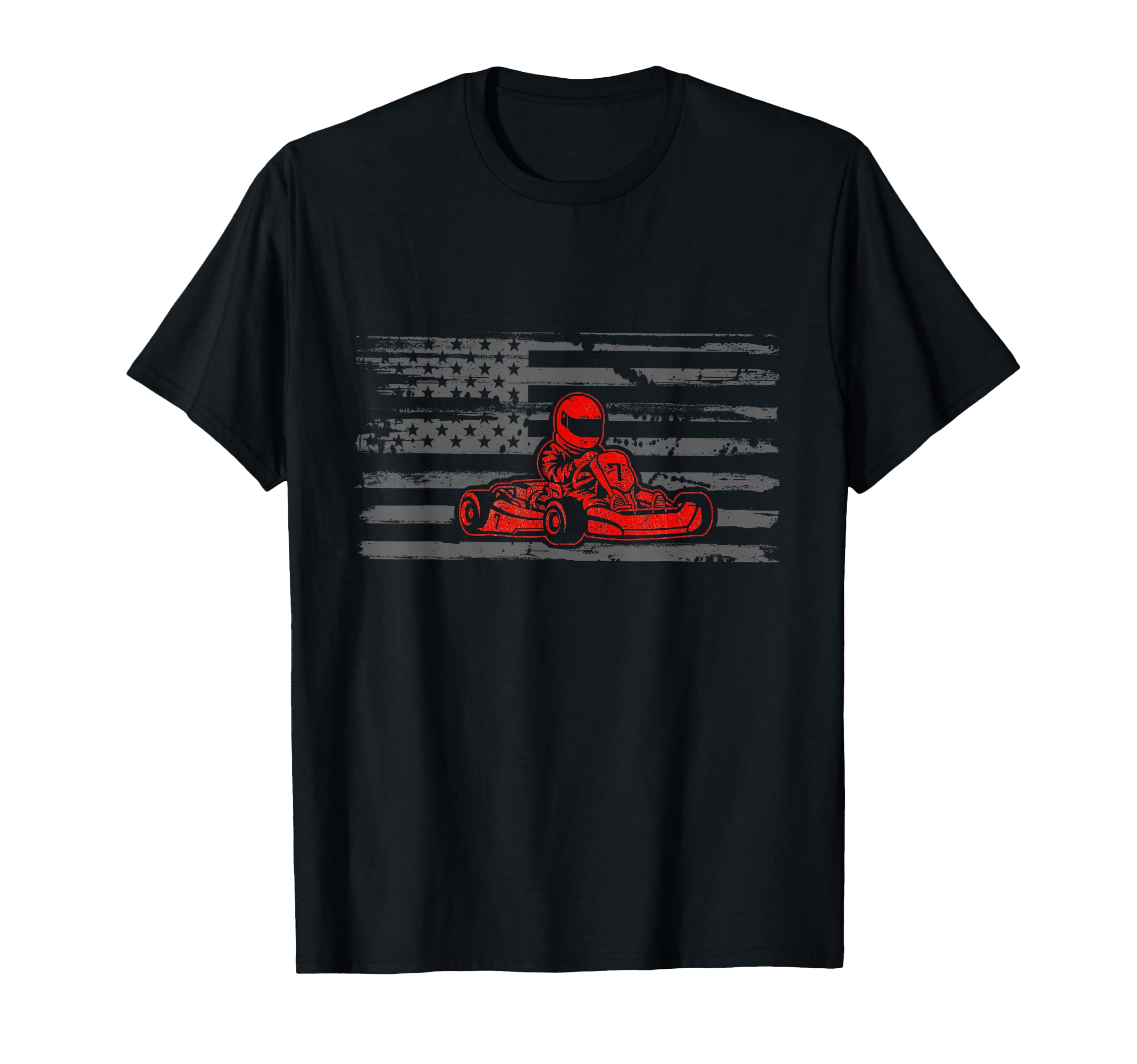 Go Kart Racing Patriotic American Flag Go Cart Racer T-Shirt