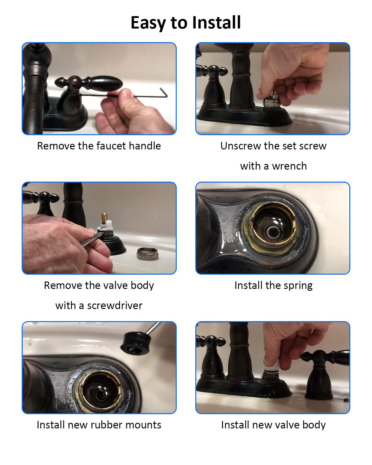 RP25513 Faucet Stem Replacement for Faucet Repair Kit, with RP4993 Seat and Spring and 8 Cartridge, 4 Pack