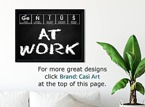 Genius At Work Periodic Table of Elements Print, 14"x11" Unframed Funny Science Poster, Chemistry Art Ideal for Science Lab, Teen Bedroom, Dorm Room or Home Decor