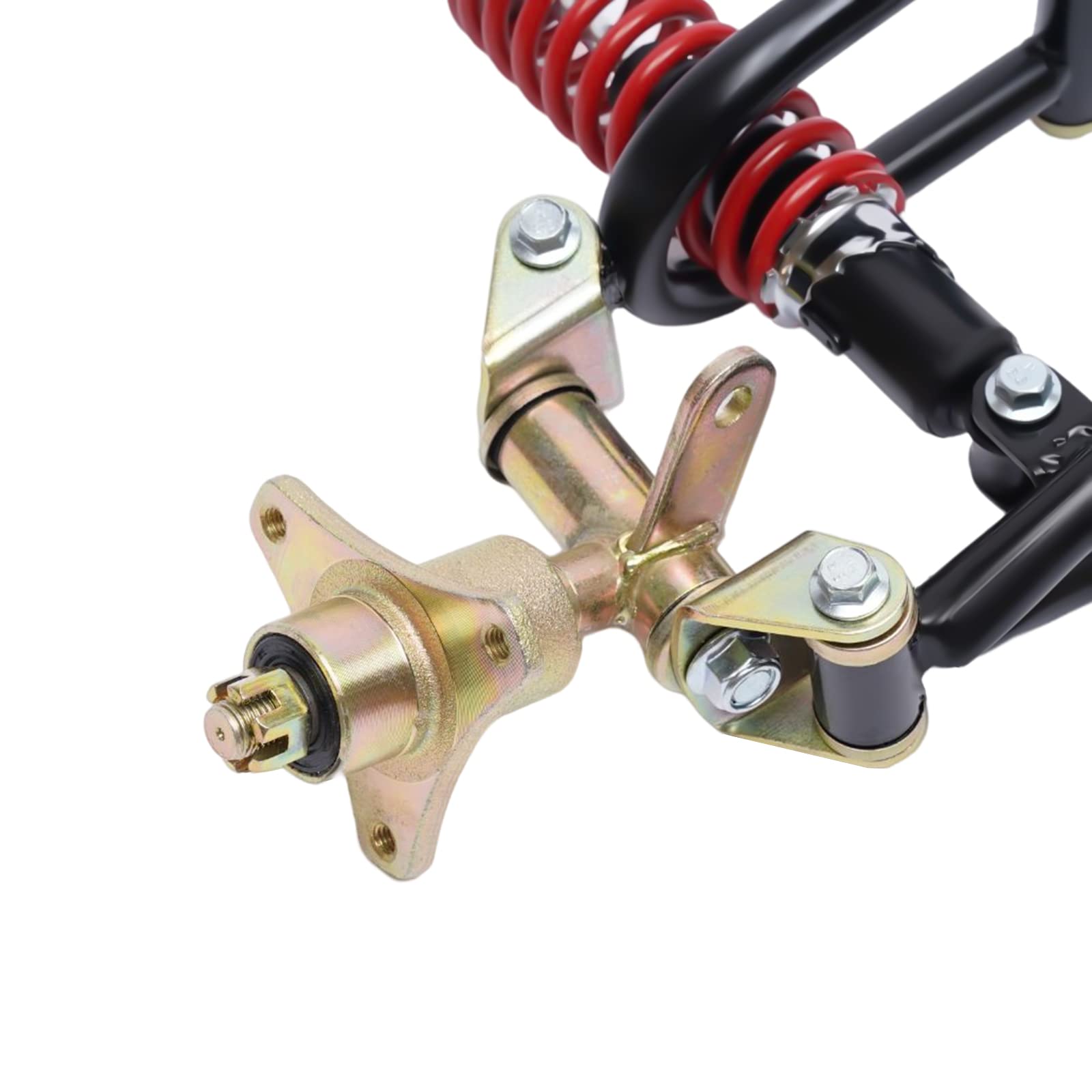 HinLIaDa Front Suspension Arm Assembly Kit, Upper & Lower Swing Arm Suspension Shock Kit with Steering Strut Knuckle&Wheel Hub For DIY ATV Quad Bike Buggy Go Kart Parts 220mm