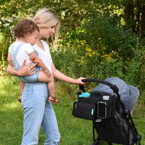 Non-Slip Stroller Organizer With Cup Holders, Exclusive Straps Grip Handlebar. Universal Fit For Uppababy Vista Cruz Nuna Baby Jogger Bob Britax Bugaboo Graco Stroller Accessories Caddy Parent Console
