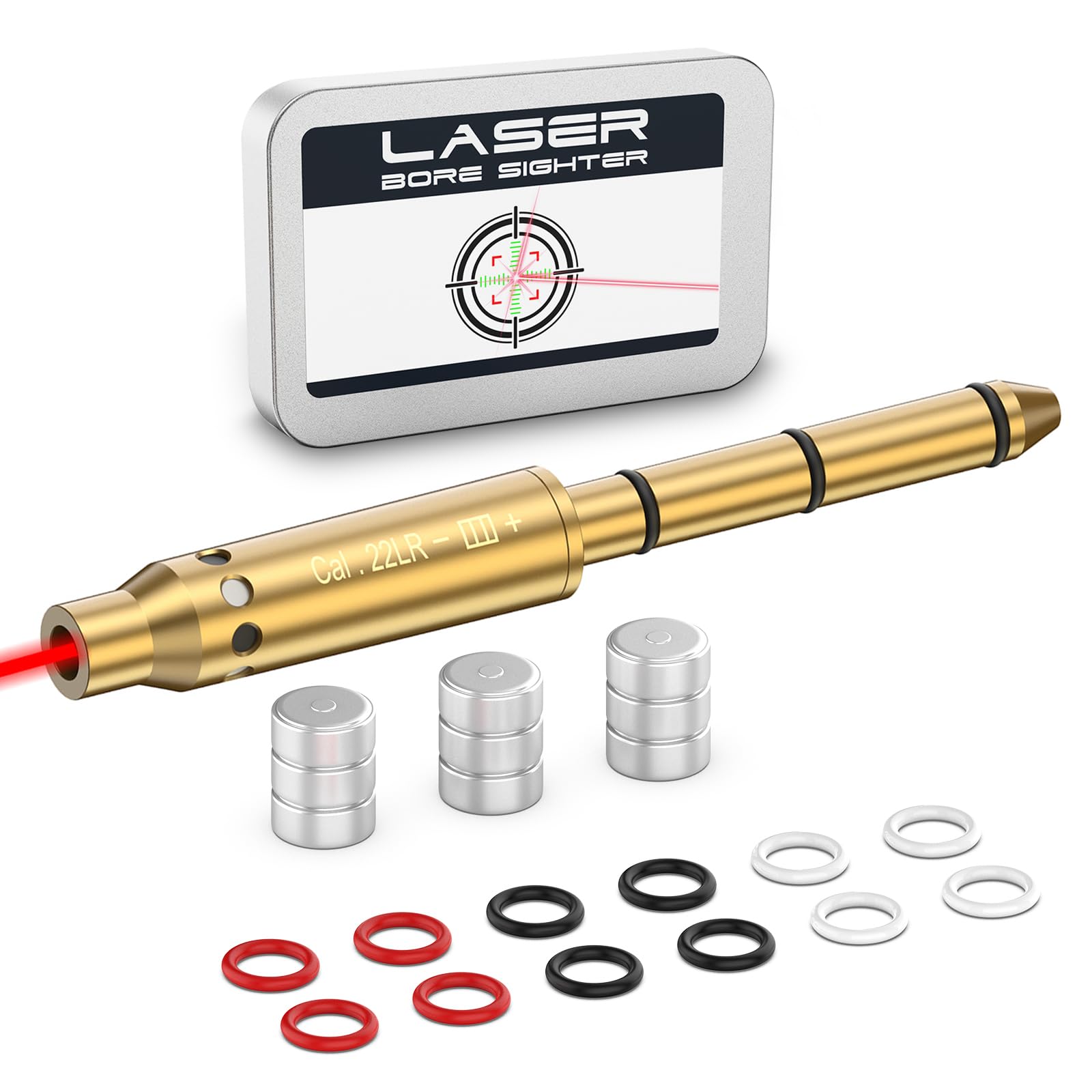 Tipfun .22LR Red Laser Bore Sight End Barrel Laser Boresighter Easy to Fit Revolvers Pistols Rifle and Air Guns