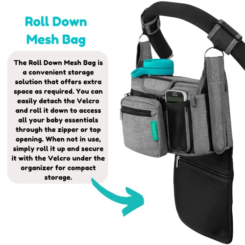 Non-Slip Stroller Organizer With Cup Holders, Exclusive Straps Grip Handlebar. Universal Fit For Uppababy Vista Cruz Nuna Baby Jogger Bob Britax Bugaboo Graco Stroller Accessories Caddy Parent Console