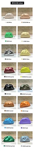 Women's Cow Leather Bag Cloud Shoulder Bag Crossbody Small Bag Pleated Clutch Soft Leather Dumpling Bag Largebags32cm White