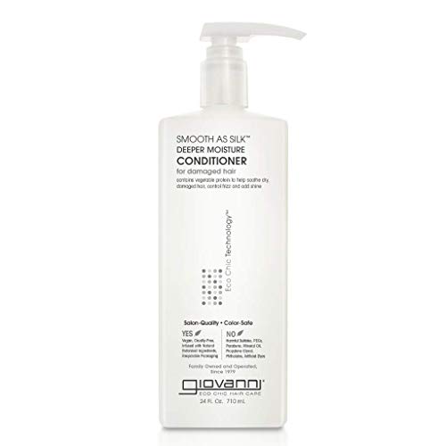 GIOVANNI Eco Chic Smooth as Silk Deeper Moisture Conditioner, 24 oz. - Apple + Aloe Extracts, Calms Frizz, Detangles, Wash & Go, Lauryl & Laureth Sulfate Free, Paraben Free, Color Safe