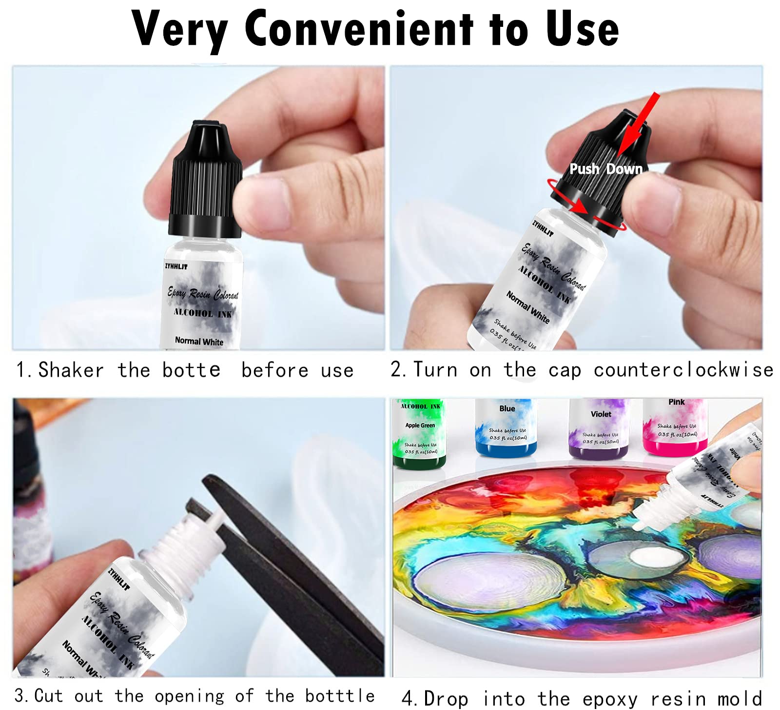 Alcohol Ink Set – 48 Bottles Vibrant Colors High Concentrated Alcohol-Based Ink, Concentrated Epoxy Resin Paint Colour Dye, Great for Painting,Resin Petri Dish, Coaster,Tumbler Cup Making,(10ml Each)