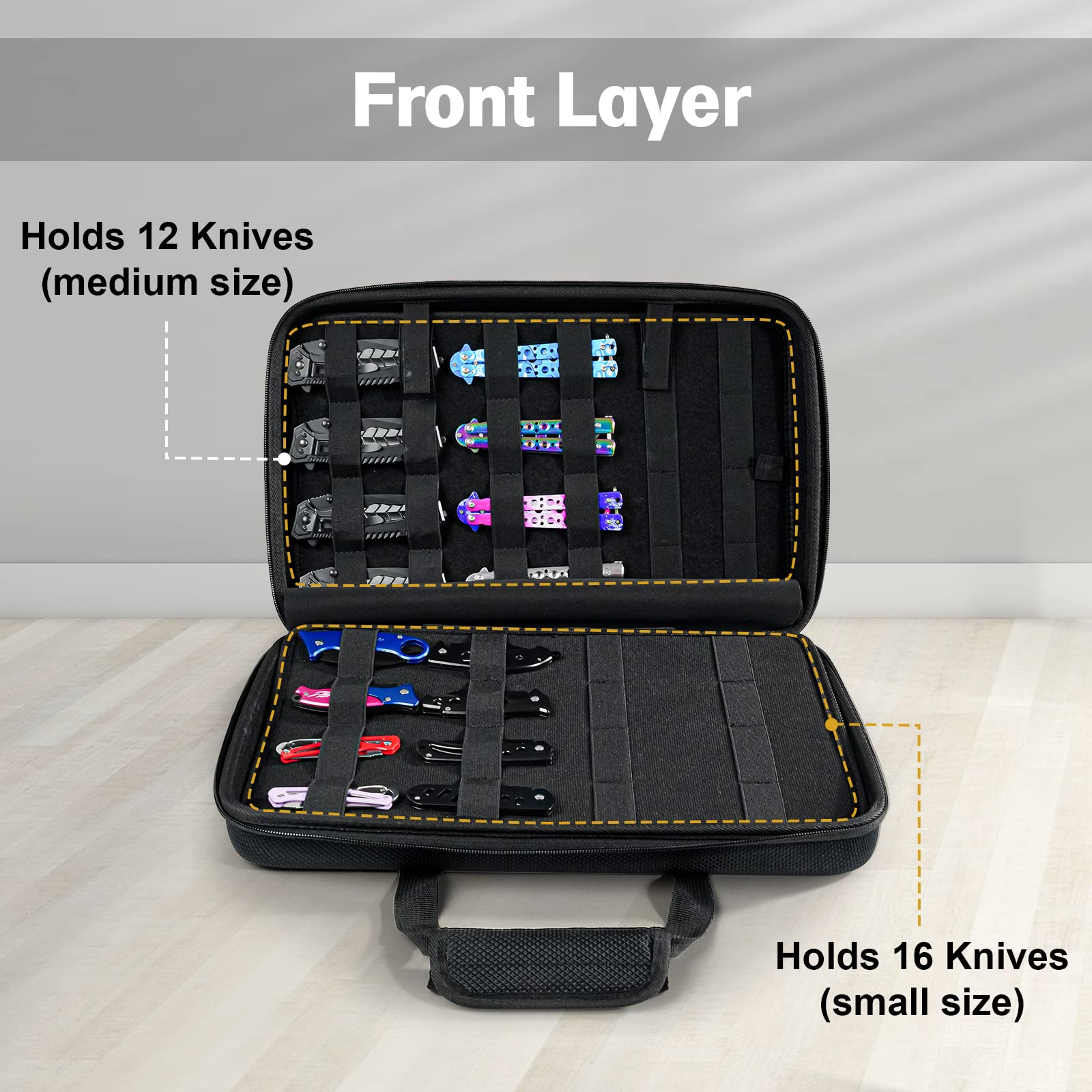 ProCase Knife Display Case for Pocket Knives, 69 Slots EDC Mini Knife Storage Holder Box, Butterfly Cuchillo Collection Organizer, Folding Knife Pouch Carrier Bag Protector for keeping Knives -Black