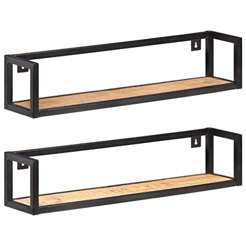 VanTook Floating Shelves Set of 2, 31.5 Inch Easy to Install Wall Mounted Shelves, Industrial Wall Shelves Rustic Wood Shelves for Wall Décor, Storage Shelves for Home Office, Natural