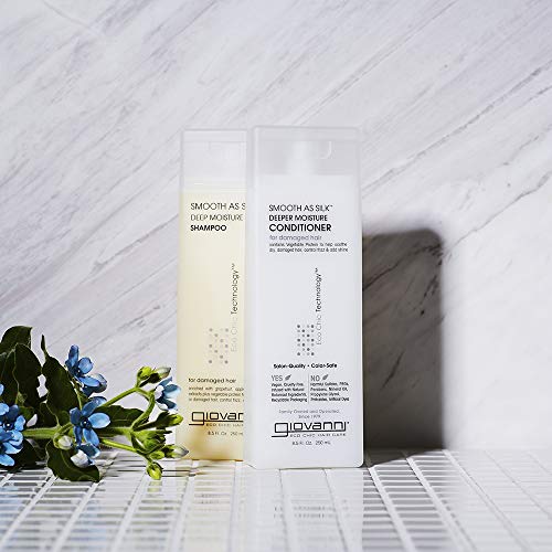GIOVANNI Eco Chic Smooth as Silk Deeper Moisture Conditioner, 24 oz. - Apple + Aloe Extracts, Calms Frizz, Detangles, Wash & Go, Lauryl & Laureth Sulfate Free, Paraben Free, Color Safe
