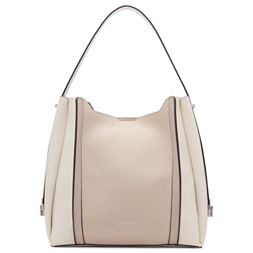 Calvin Klein Sahara Bucket Shoulder Bag, Mushroom/Mushroom/White