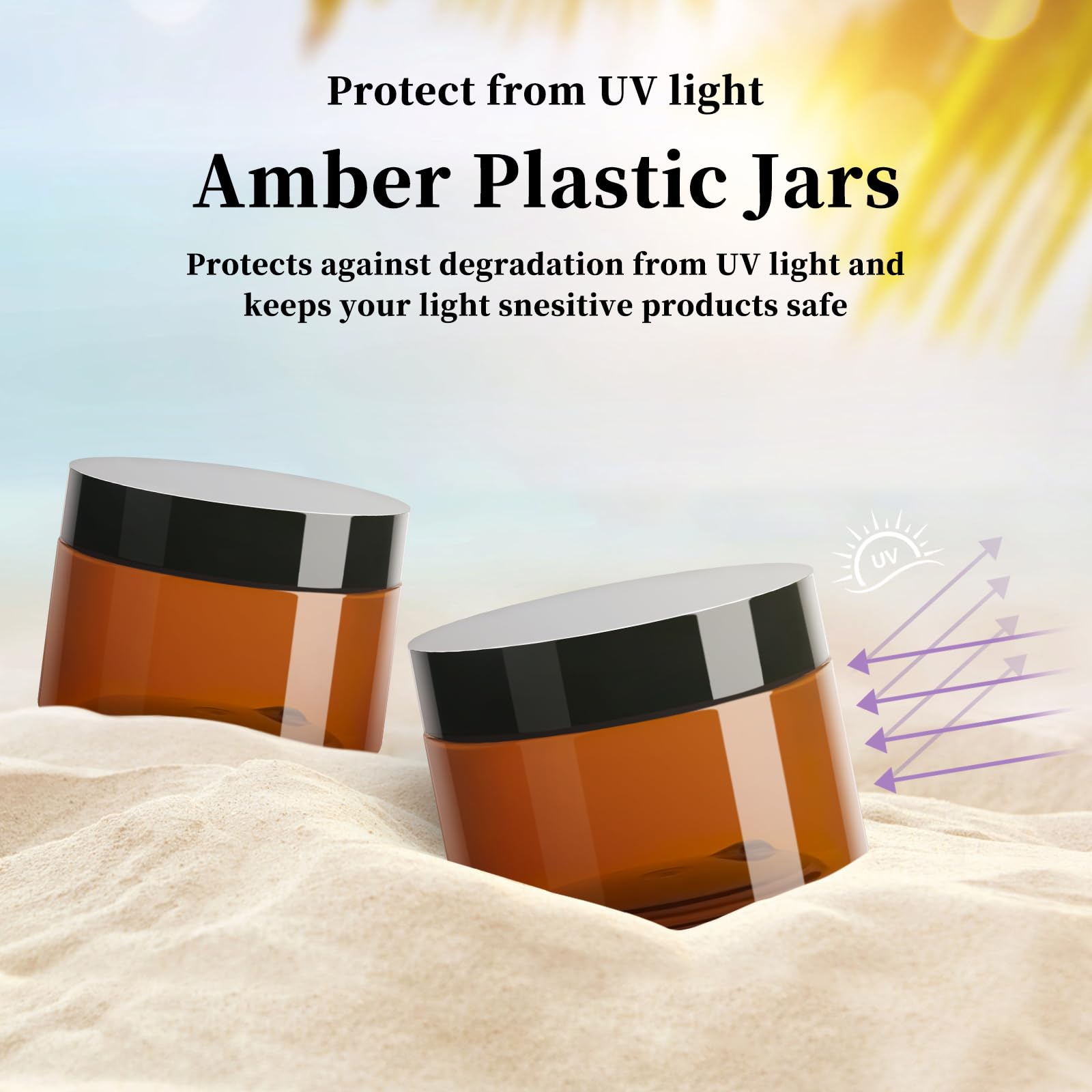 TUZAZO 4 Oz Amber Plastic Cosmetic Jars Leak Proof Small Container with lids for Cream, Lotion, Powder, Ointments, Beauty Products, 24 Pcs