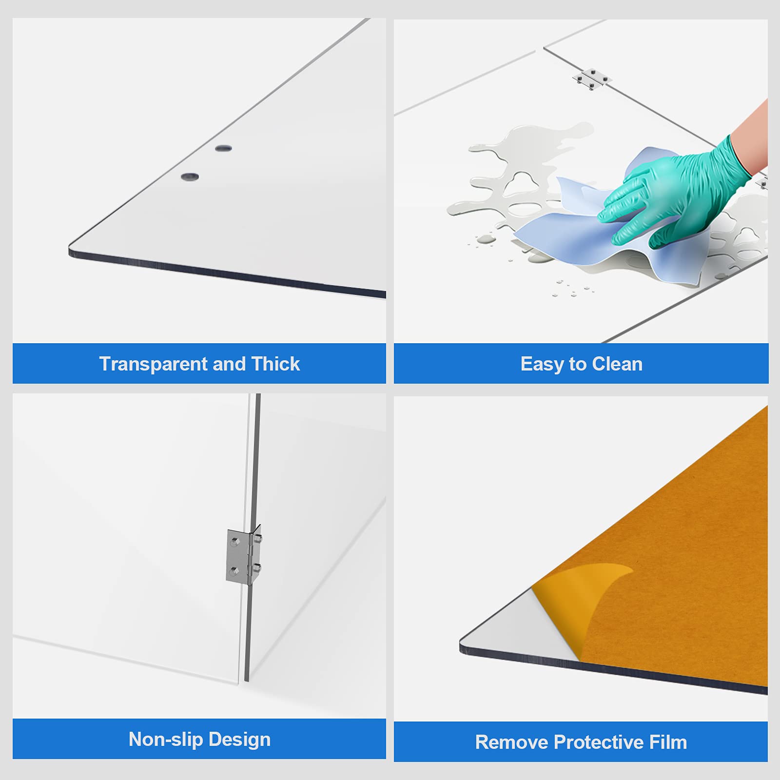 Desk Shields for Classroom - Clear Acrylic Plexiglass Barrier for Counter, Trifold Sneeze Guard for Desk, Restaurant, Table, Classroom, Teacher, Student