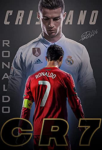 CR7 Cristiano Ronaldo Poster for Wall Art Signed Football Soccer Wall Mount - 12 x16 Inch (LAMINATED)