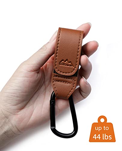 yueqian Stroller Hooks Bag Hooks for Hanging Diaper Bags Multipurpose Hooks for Grocery Shopping Bags Premium Vegan Leather Pram Straps Baby Stroller Hooks 2Pcs (Brown)