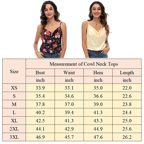 Miqieer Basic Women's Silk Tank Top Ladies V-Neck Camisole Silky Loose Sleeveless Blouse Satin Tank Shirt(Cowl Neck-Green,M)
