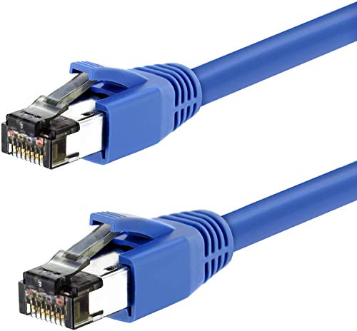 Nippon Labs Cat8 RJ45 3FT Ethernet Patch Internet Network LAN Cable, Indoor/Outdoor, 24AWG Shielded Latest 40Gbps 2000Mhz, Weatherproof S/FTP for Router, PS4, PS5, Xbox, PoE, Switch, Modem (Blue)