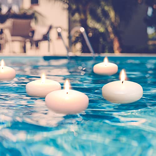 24 Pack Floating Candles, 3” White Unscented Dripless Wax Burning Candles, for Cylinder Vases, Weddings, Party and Holiday