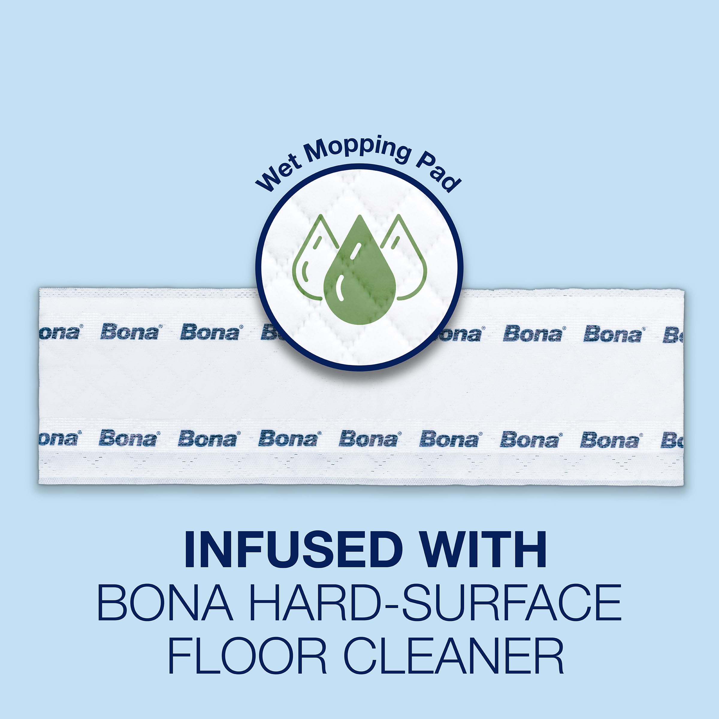 Bona Multi-Surface Floor Disposable Wet Cleaning Pads, for Stone Tile Laminate and Vinyl LVT/LVP, 12ct