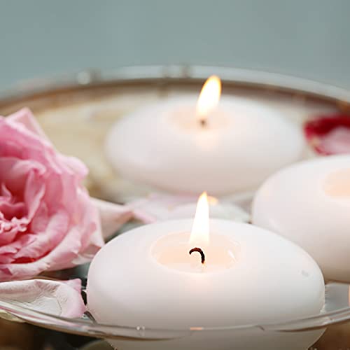 24 Pack Floating Candles, 3” White Unscented Dripless Wax Burning Candles, for Cylinder Vases, Weddings, Party and Holiday