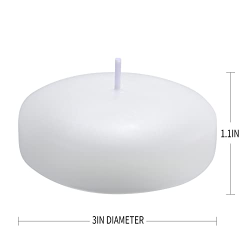 24 Pack Floating Candles, 3” White Unscented Dripless Wax Burning Candles, for Cylinder Vases, Weddings, Party and Holiday