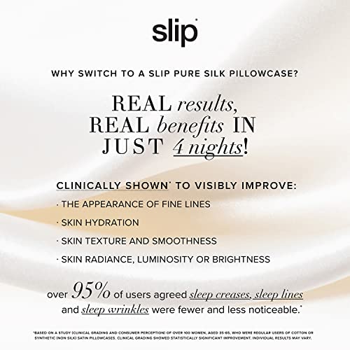 SLIP Silk Queen Pillowcase, White (20" x 30") - 100% Pure 22 Momme Mulberry Silk Pillowcase - Anti-Aging, Anti-BedHead, Anti-Sleep Crease