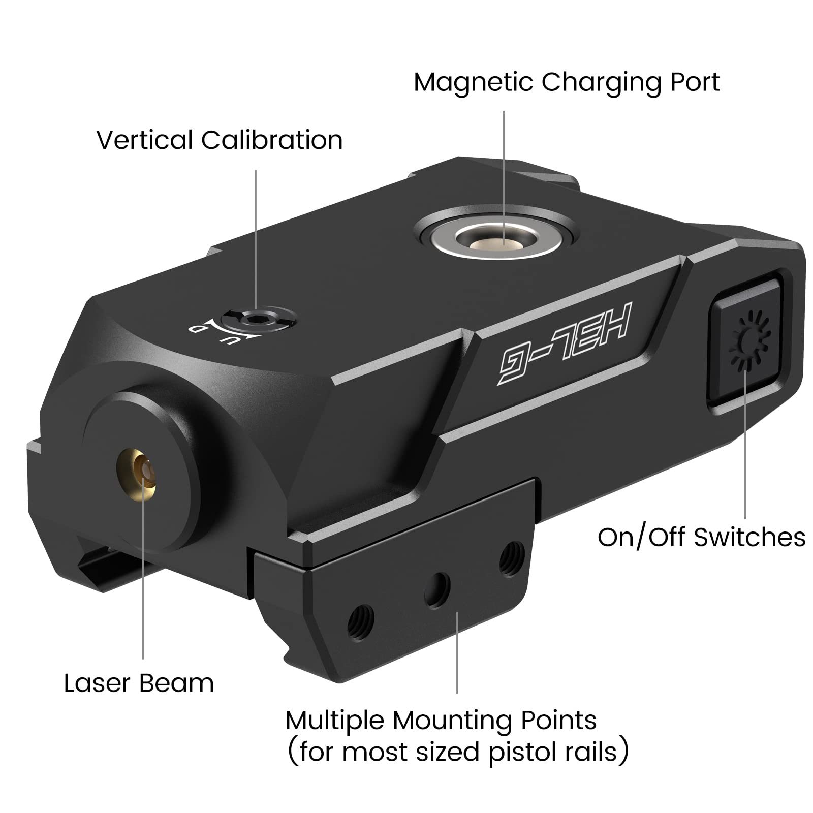 Votatu H3L-G Green Laser Sight, Aluminum Ultra Low Profile Picatinny Mount Green Dot Sight, Strobe Mode Available, Magnetic USB Rechargeable and Ambidextrous Control