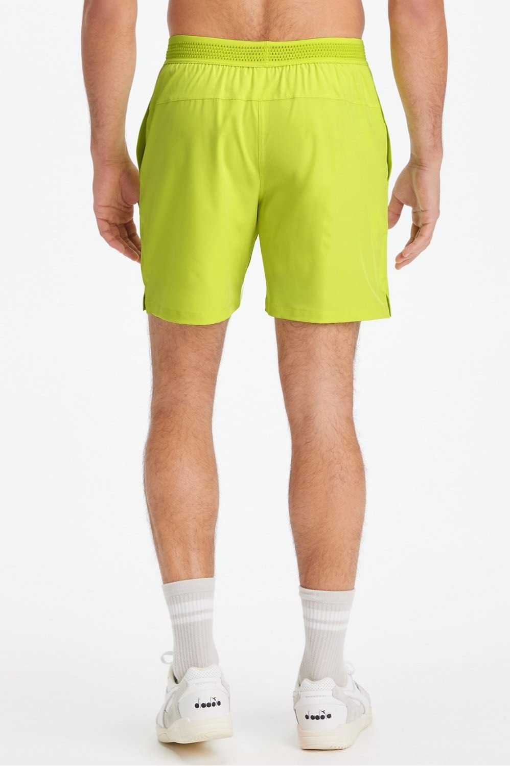 Fabletics Men's The Fundamental Short (Lined), Workout, Running, Training, Gym, Yoga, Ultra Lightweight, Athletic, 7" Inseam, XL, Zest