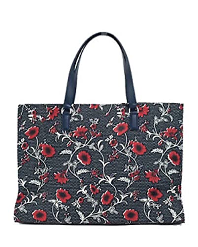 Tory Burch Women's Nylon Printed Tote (Retro Batik - Navy - Red)