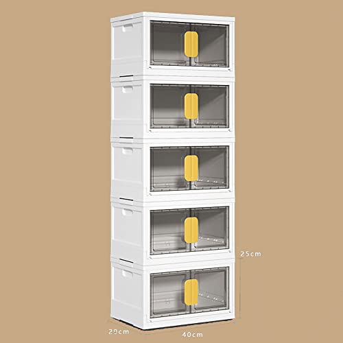 Collapsible Storage Bins with Lids Storage Bins Folding Storage Box with Doors for Closet Organizers and Storage (L)