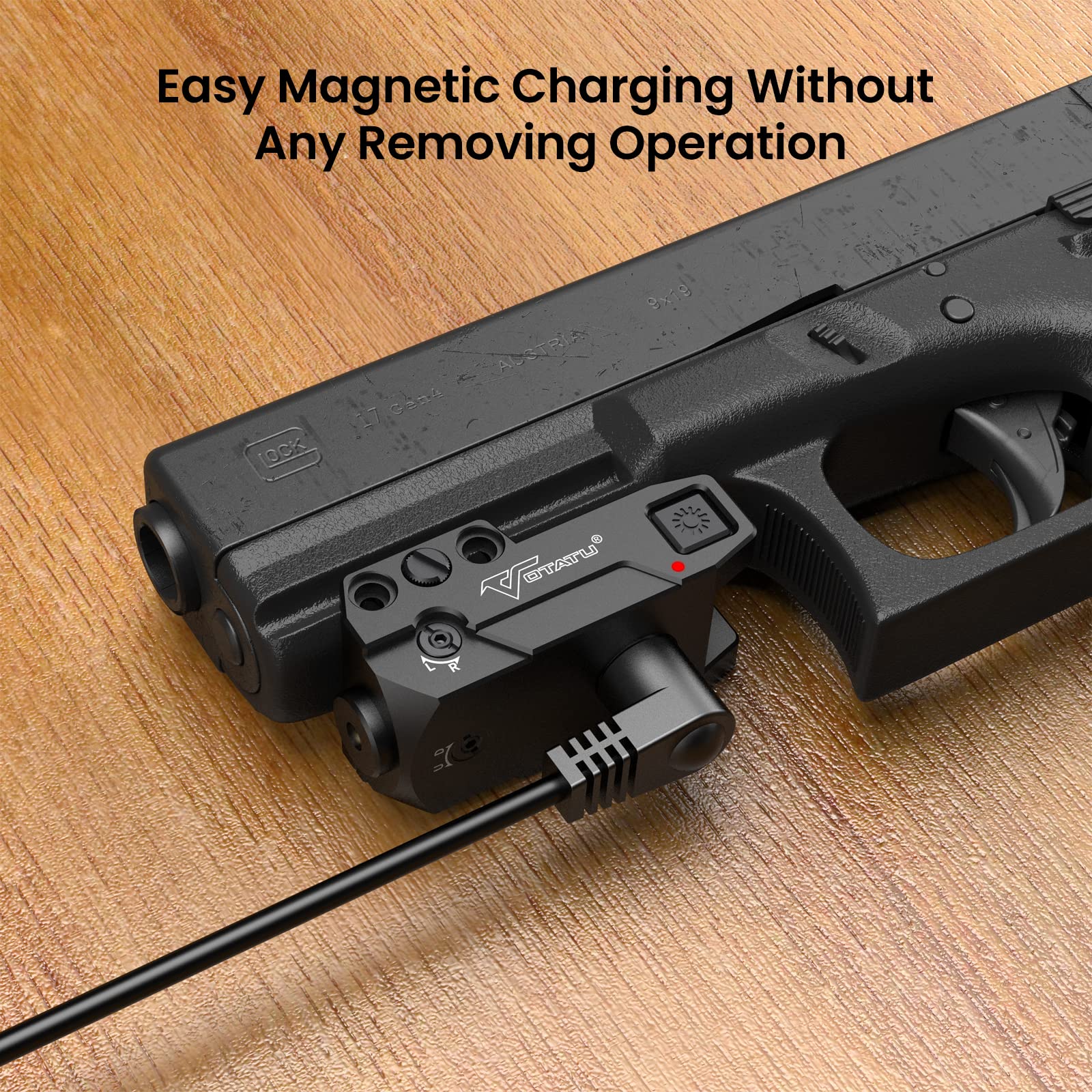 Votatu H3L-G Green Laser Sight, Aluminum Ultra Low Profile Picatinny Mount Green Dot Sight, Strobe Mode Available, Magnetic USB Rechargeable and Ambidextrous Control
